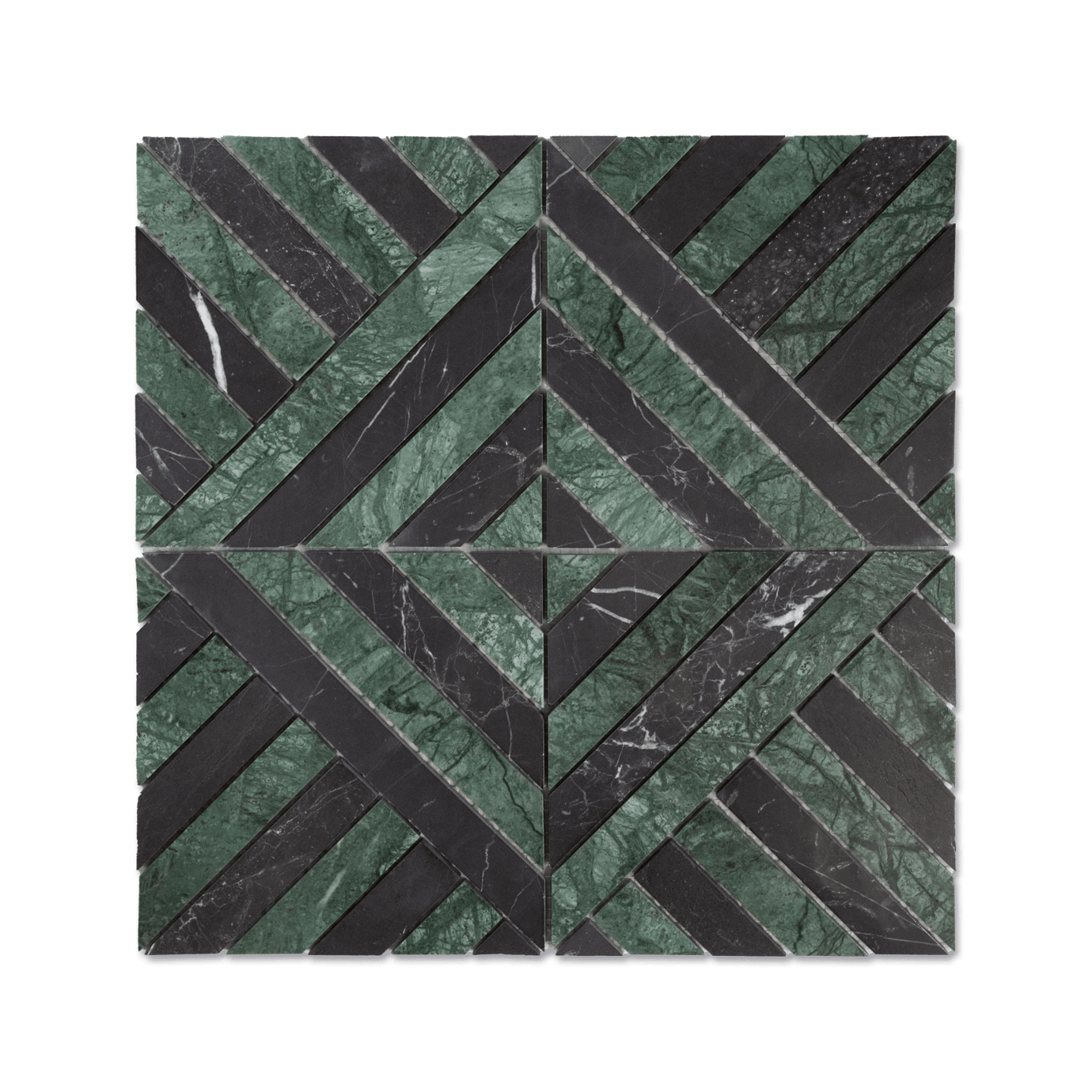 Horizon Verde Alpi and Nero Marquina Marble Polished Mosaic Tile ...
