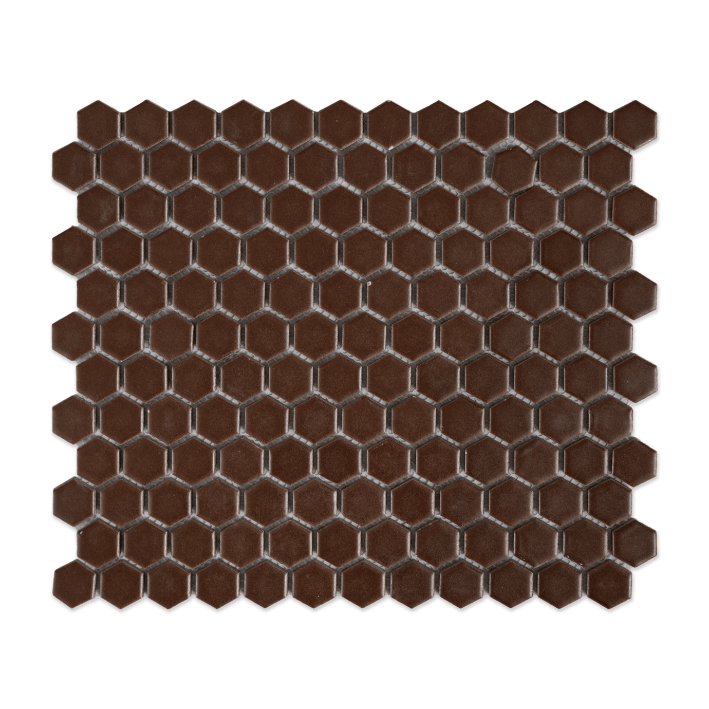 Mahogany Brown 1" Hexagon Matte Porcelain Mosaic Tile | Cemento ...