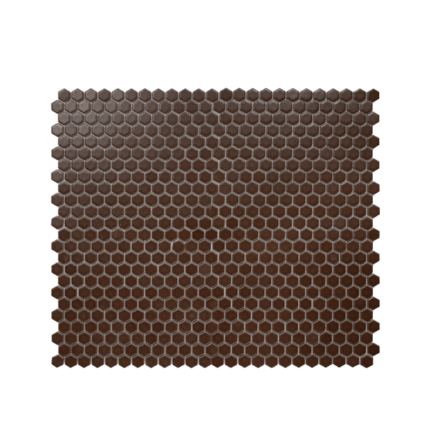 Mahogany Brown 1" Hexagon Matte Porcelain Mosaic Tile | Cemento ...