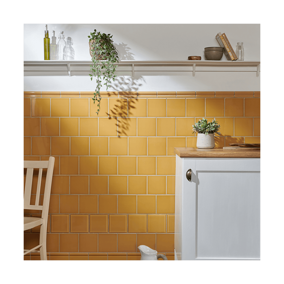 Mustard Yellow 6x6 Bevelled Tile | Cemento Collection - Cemento Collection