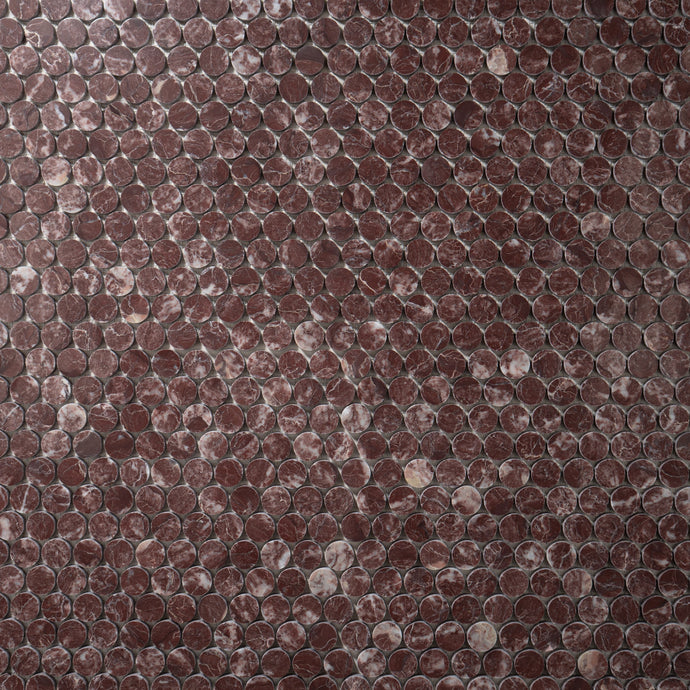 Penny Round 1" Red Ravel Marble Polished Mosaic Tile | Cemento ...