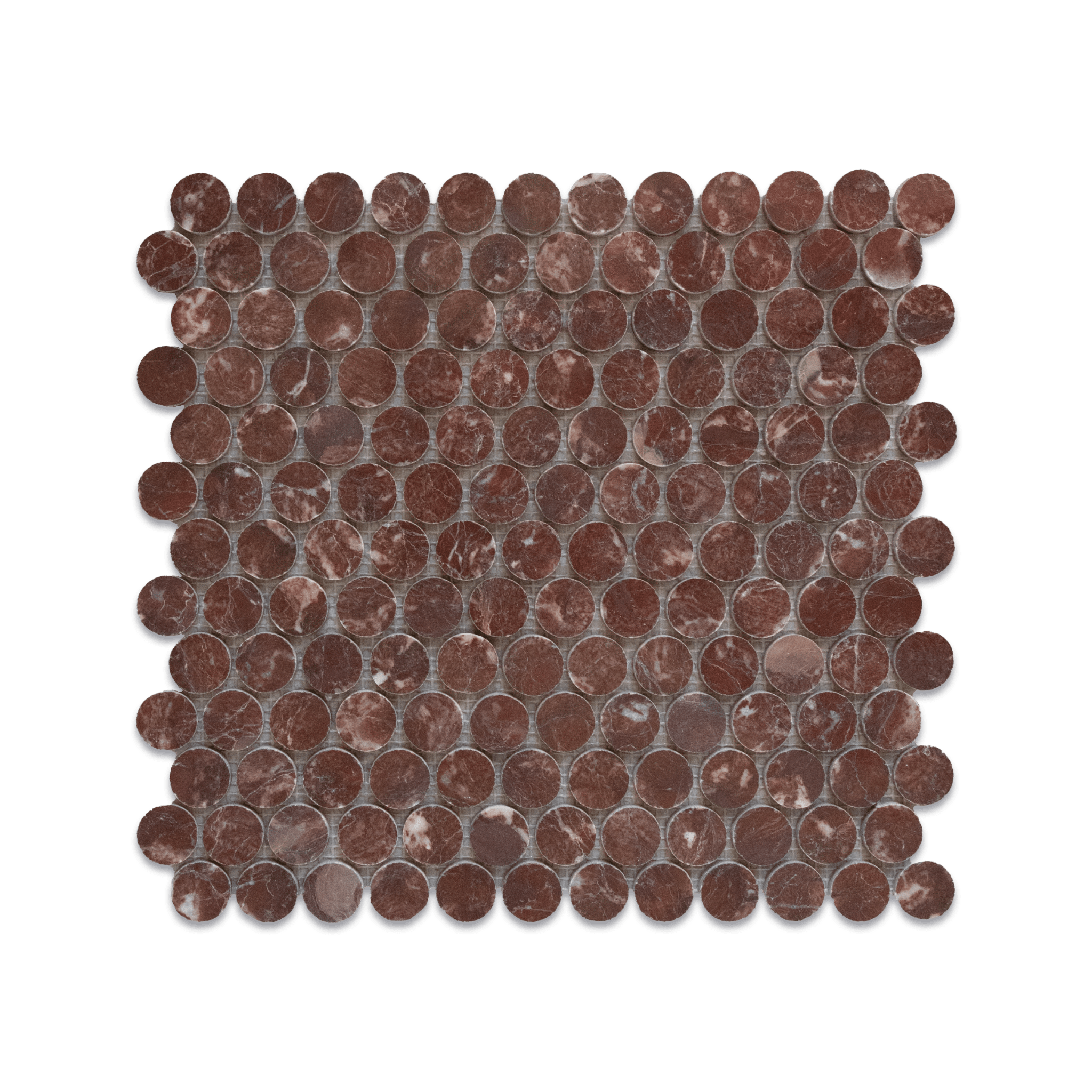 Penny Round 1" Red Ravel Marble Polished Mosaic Tile | Cemento ...