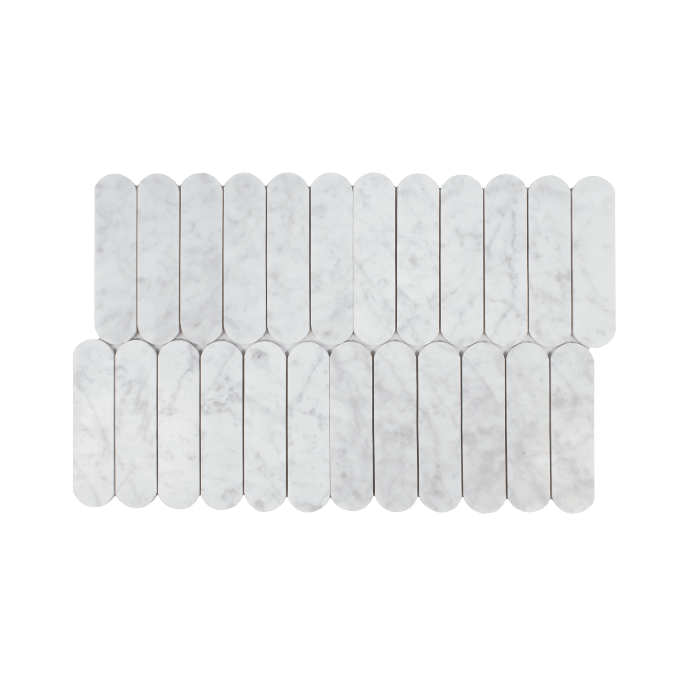 Pill Shape Bianco Carrara Marble Honed Mosaic Tile | Cemento Collection ...