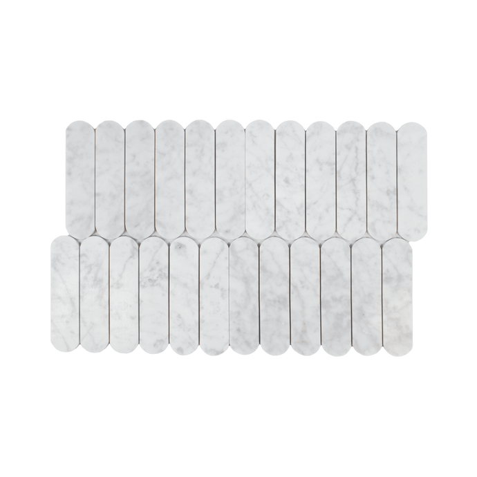 Pill Shape Bianco Carrara Marble Honed Mosaic Tile | Cemento Collection ...