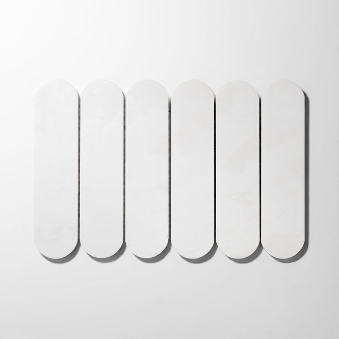 Pill Shape Bianco Dolomite Marble Honed Mosaic Tile | Cemento ...