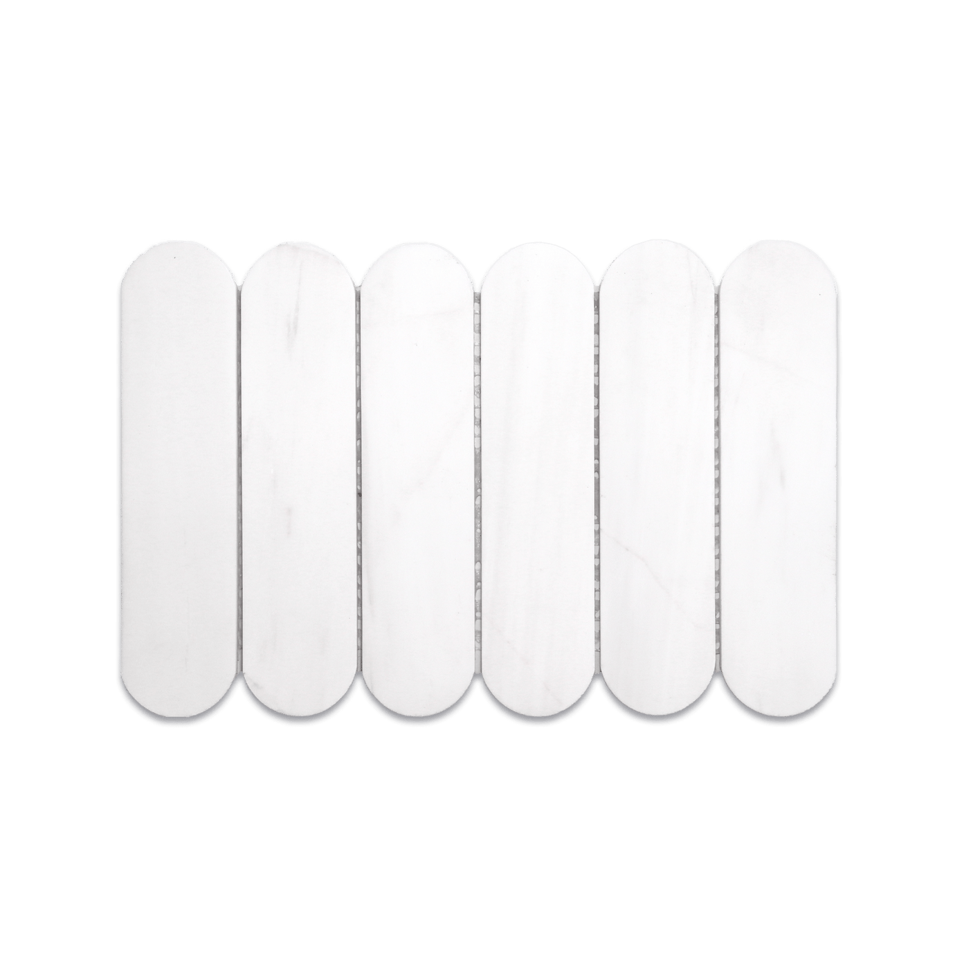 Pill Shape Bianco Dolomite Marble Honed Mosaic Tile - Cemento Collection