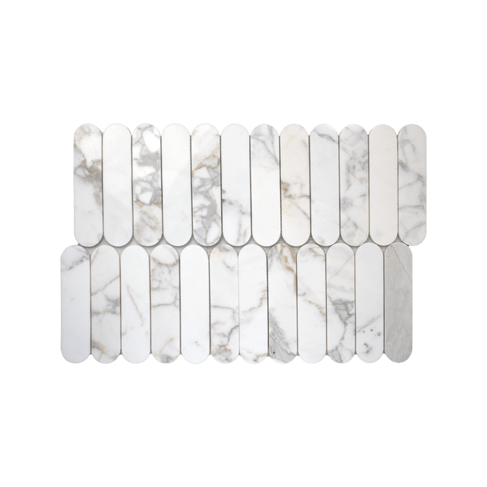 Pill Shape Calacatta Gold Marble Polished Mosaic Tile | Cemento ...