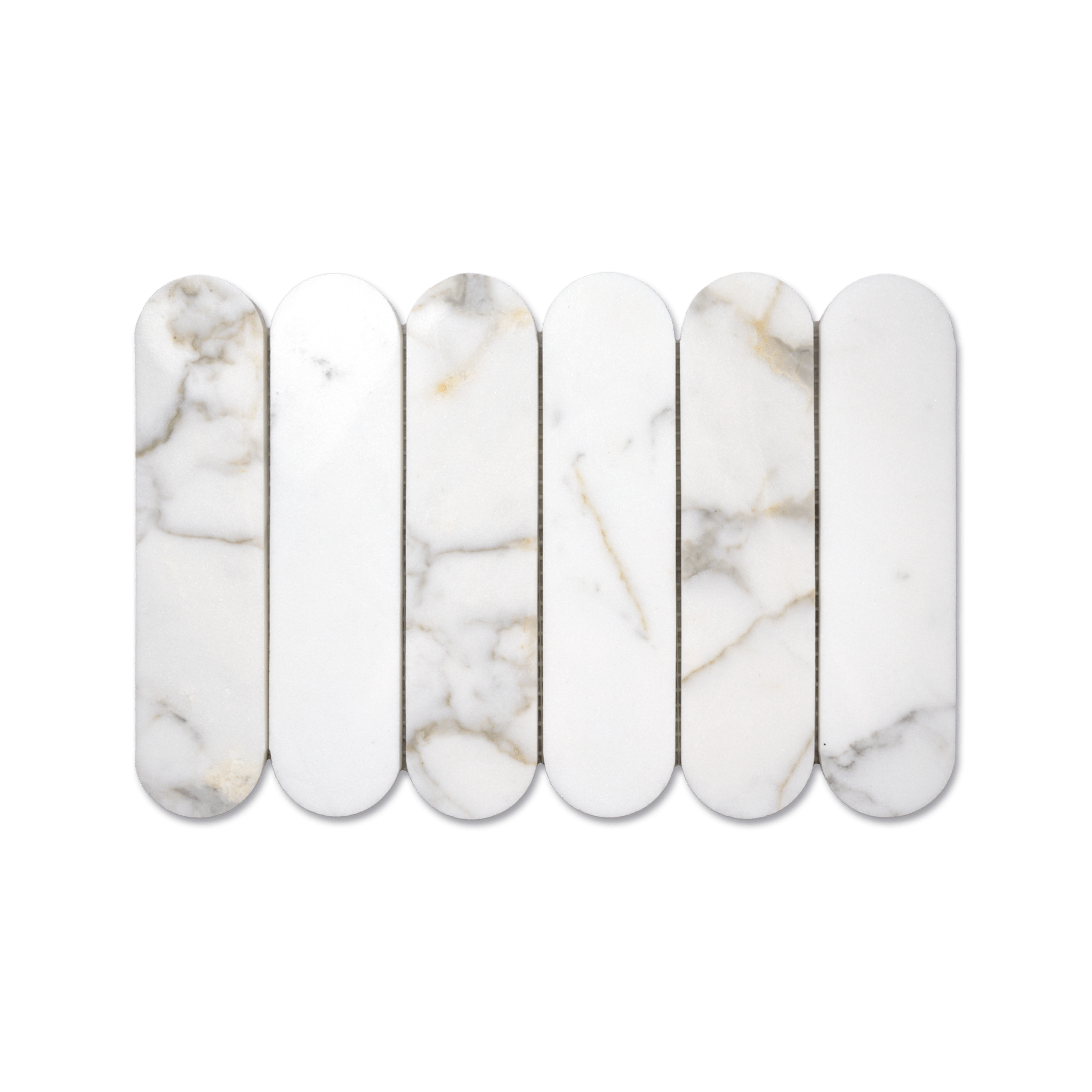 Pill Shape Calacatta Gold Marble Polished Mosaic Tile | Cemento ...