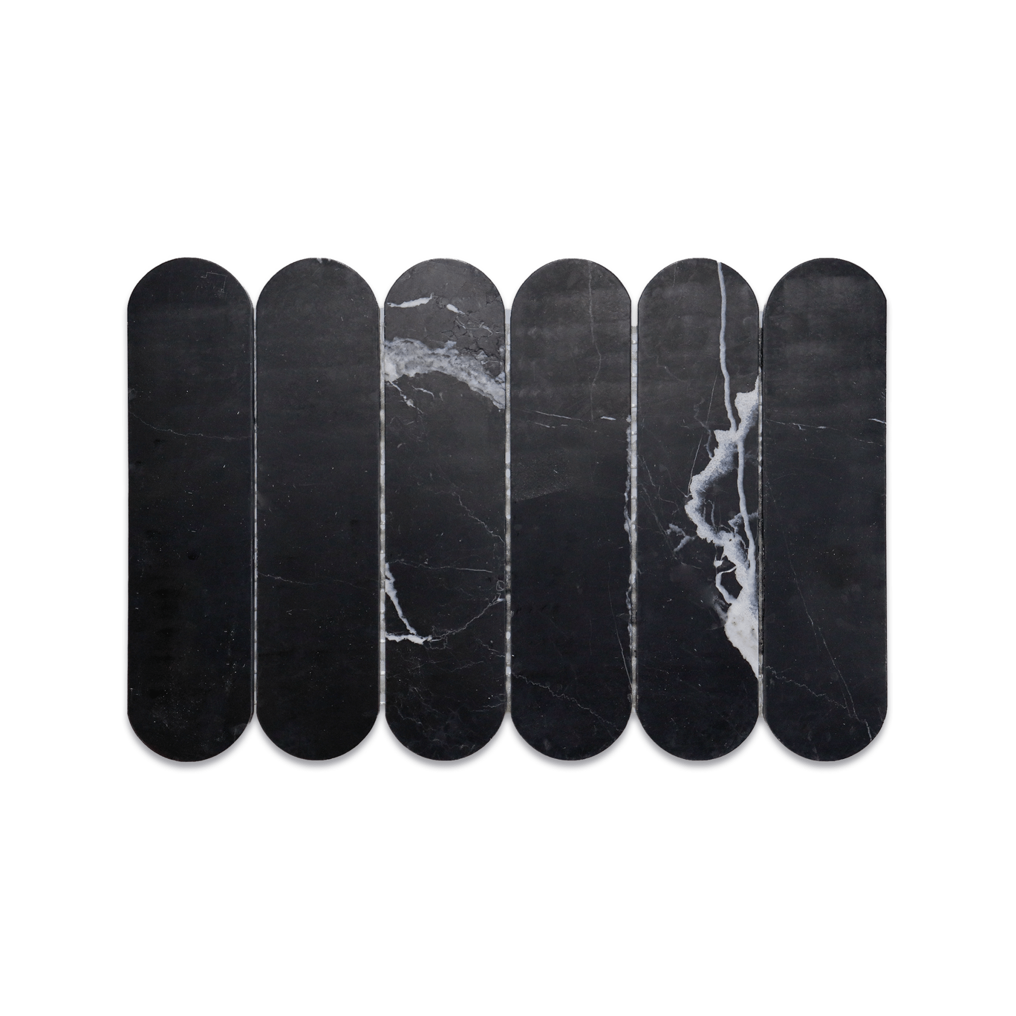 Pill Shape Nero Marquina Marble Honed Mosaic Tile | Cemento Collection ...