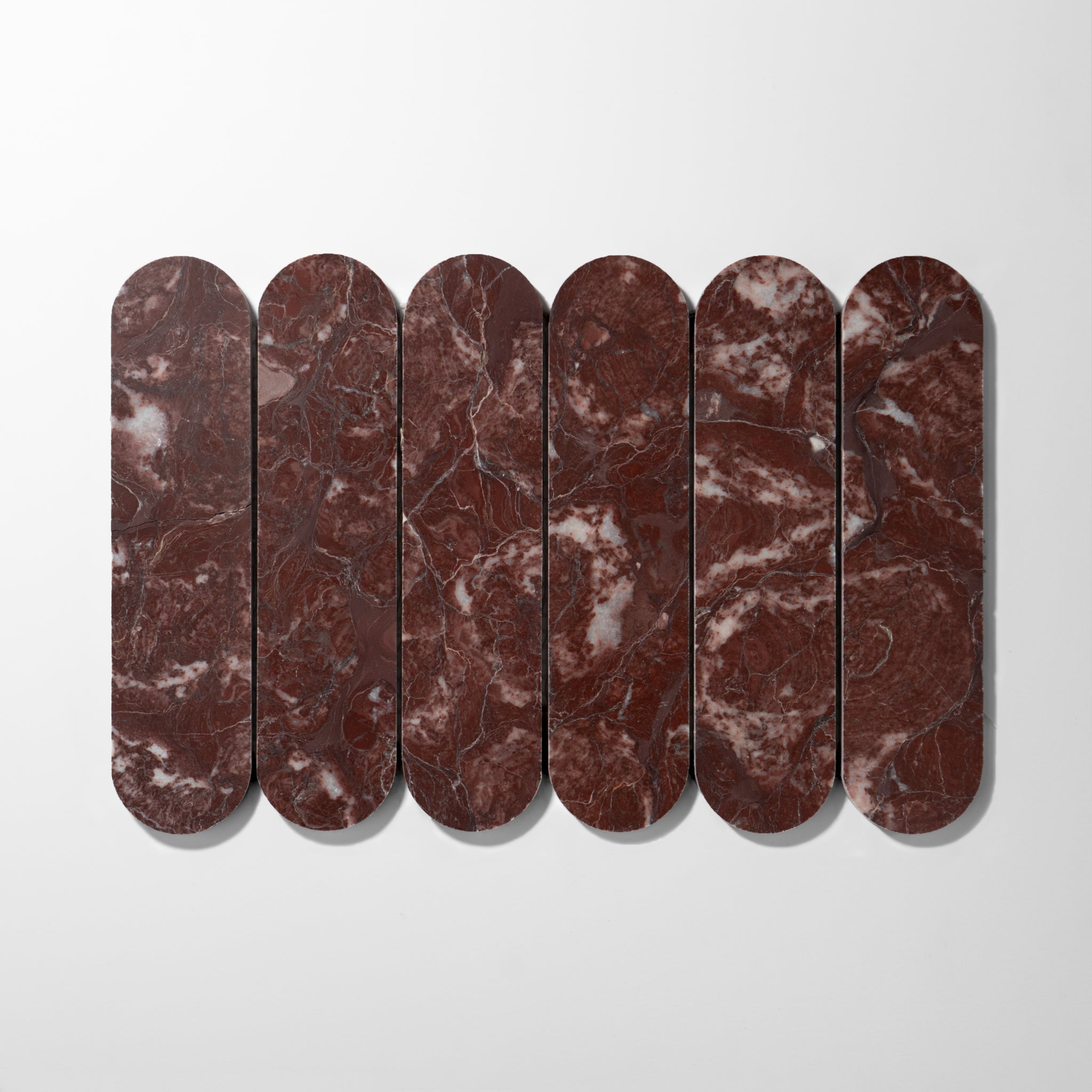 Pill Shape Red Ravel Marble Polished Mosaic Tile | Cemento Collection ...