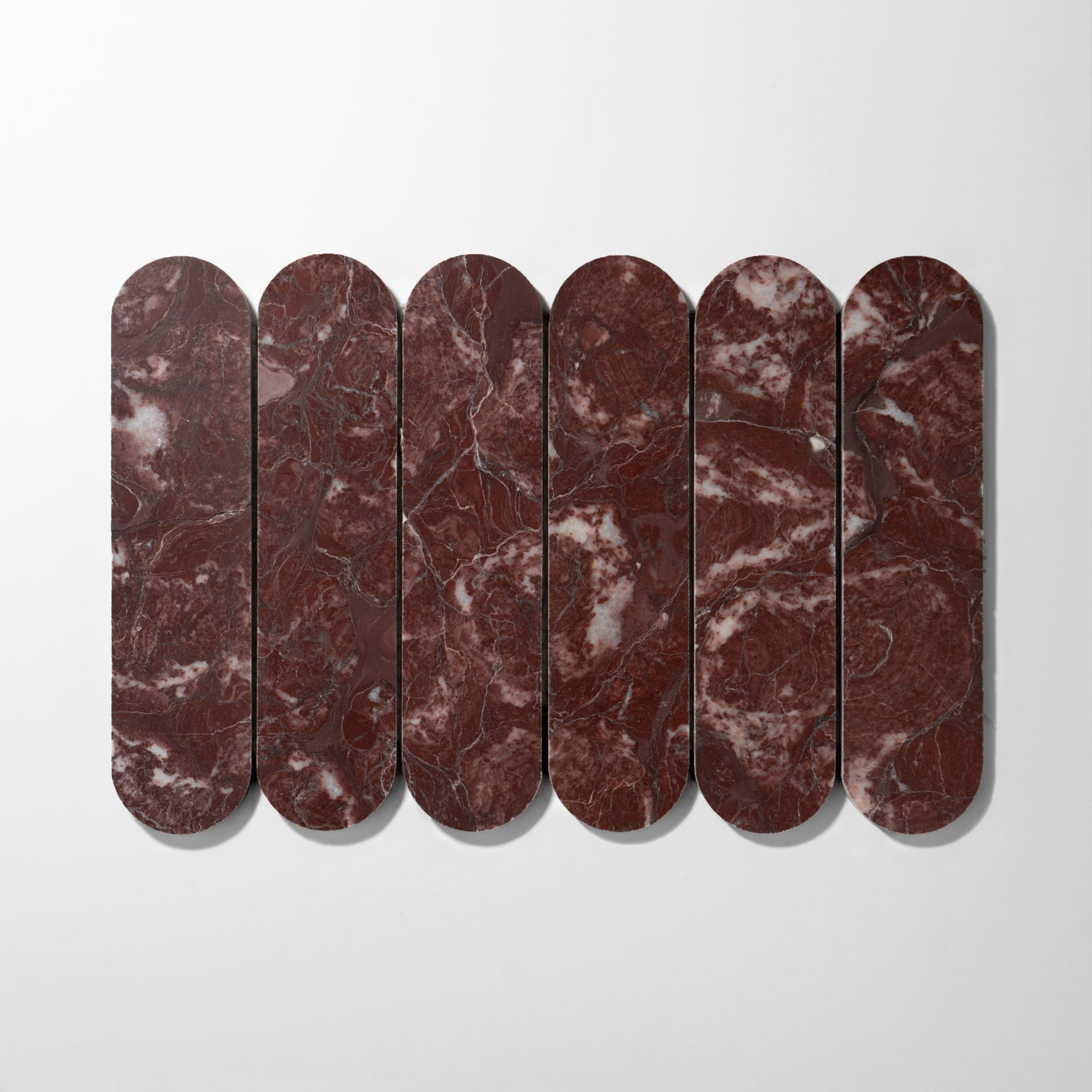 Pill Shape Red Ravel Marble Polished Mosaic Tile | Cemento Collection ...