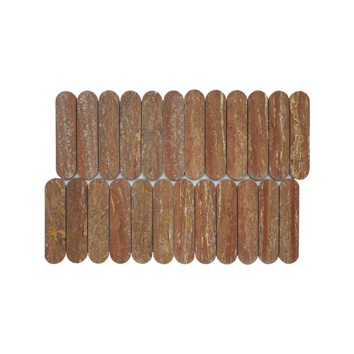 Pill Shape Red Travertine Marble Honed Mosaic Tile | Cemento Collection ...