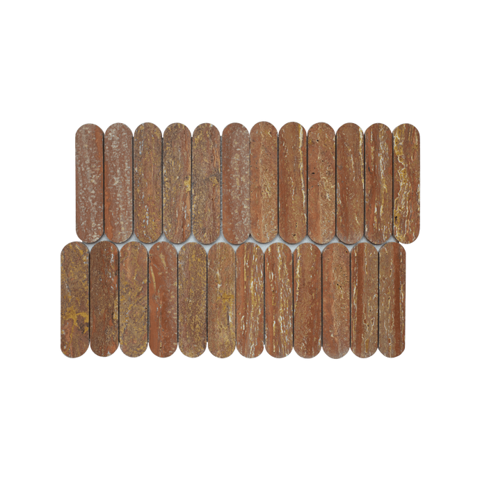 Pill Shape Red Travertine Marble Honed Mosaic Tile | Cemento Collection ...