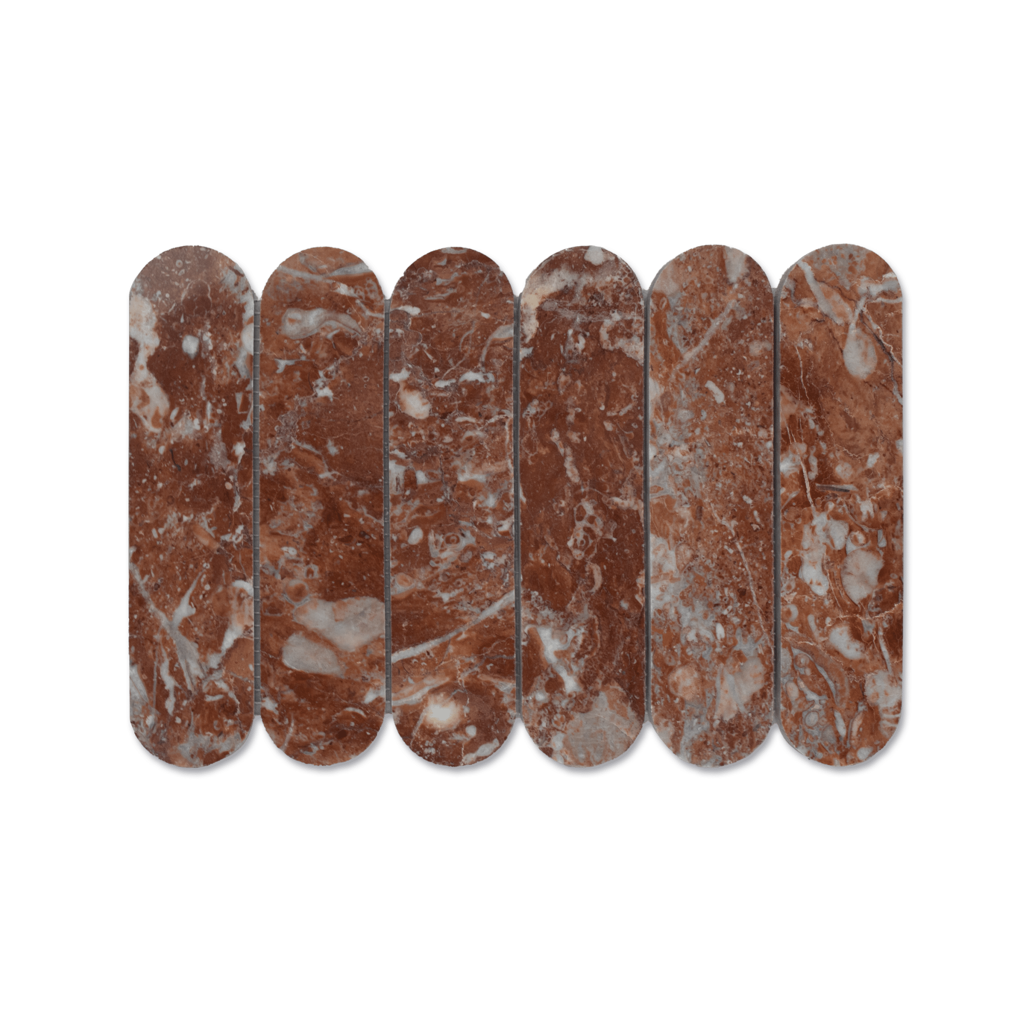 Pill Shape Rojo Alicante Marble Polished Mosaic Tile | Cemento ...