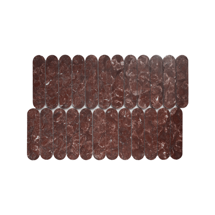 Pill Shape Red Ravel Marble Polished Mosaic Tile | Cemento Collection ...
