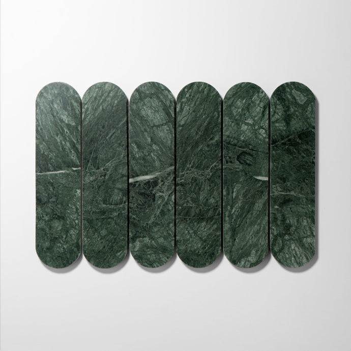 Pill Shape Verde Alpi Marble Honed Mosaic Tile | Cemento Collection ...