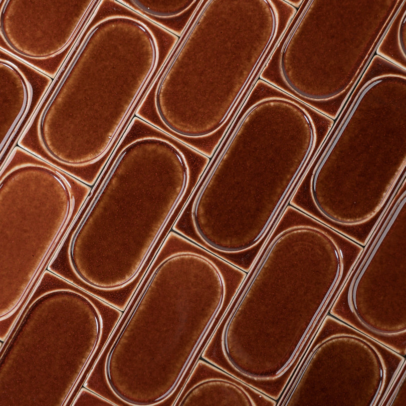 Orange Stone Tile 3x6 Arched - Cemento Collection