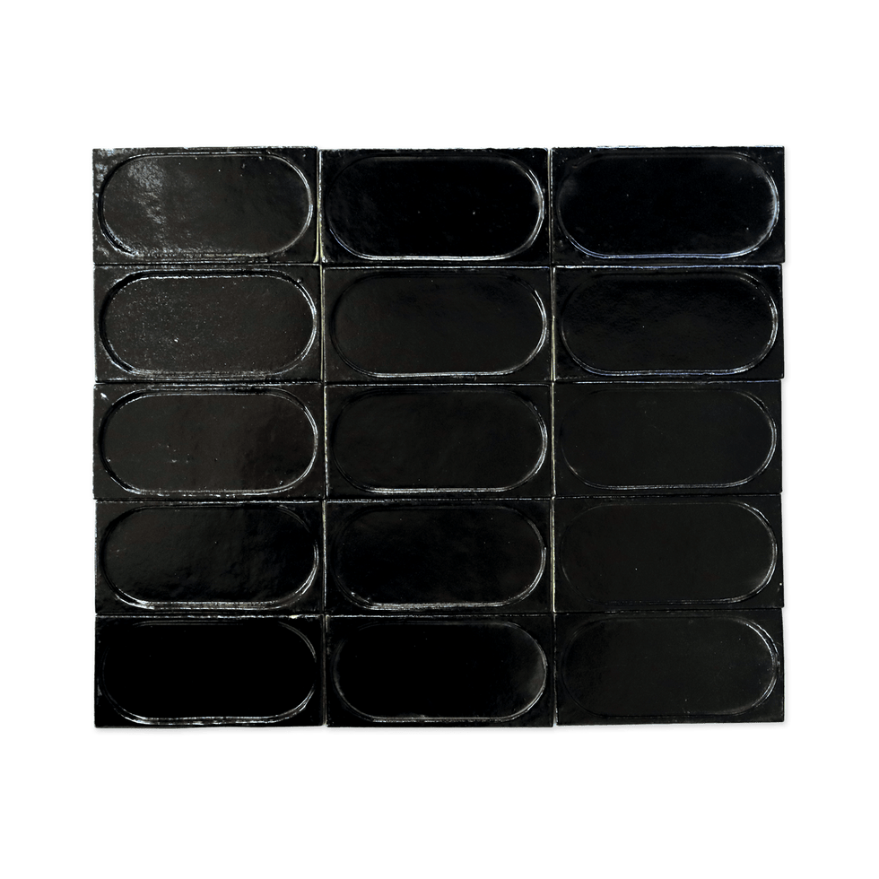 Stoneware 3x6 Coal Black Arched Glossy Tile | Cemento Collection ...