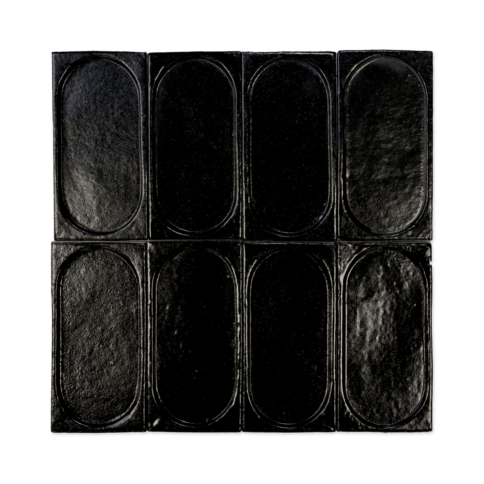 Stoneware 3x6 Coal Black Arched Glossy Tile | Cemento Collection ...