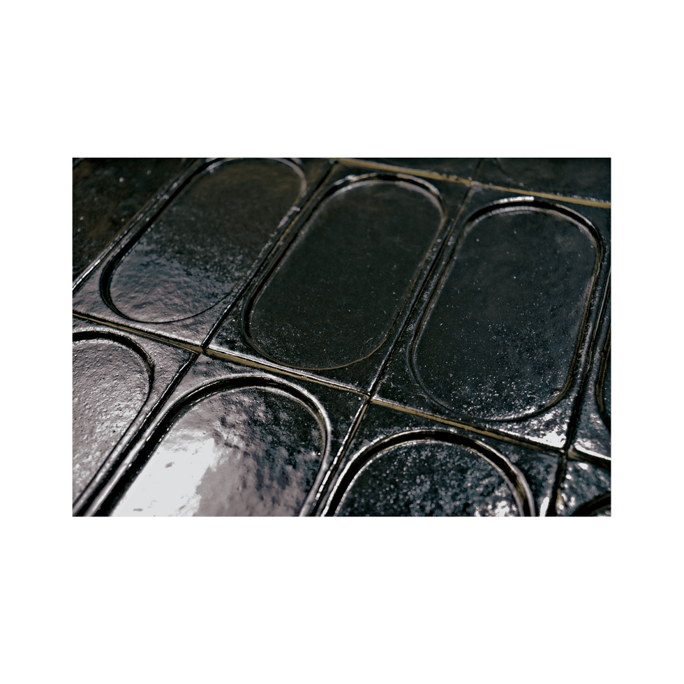 Stoneware 3x6 Coal Black Arched Glossy Tile | Cemento Collection ...
