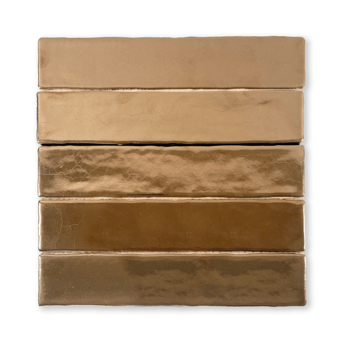 Handmade 2x10 Gold Glossy Undulated Subway Tile | Cemento Collection ...