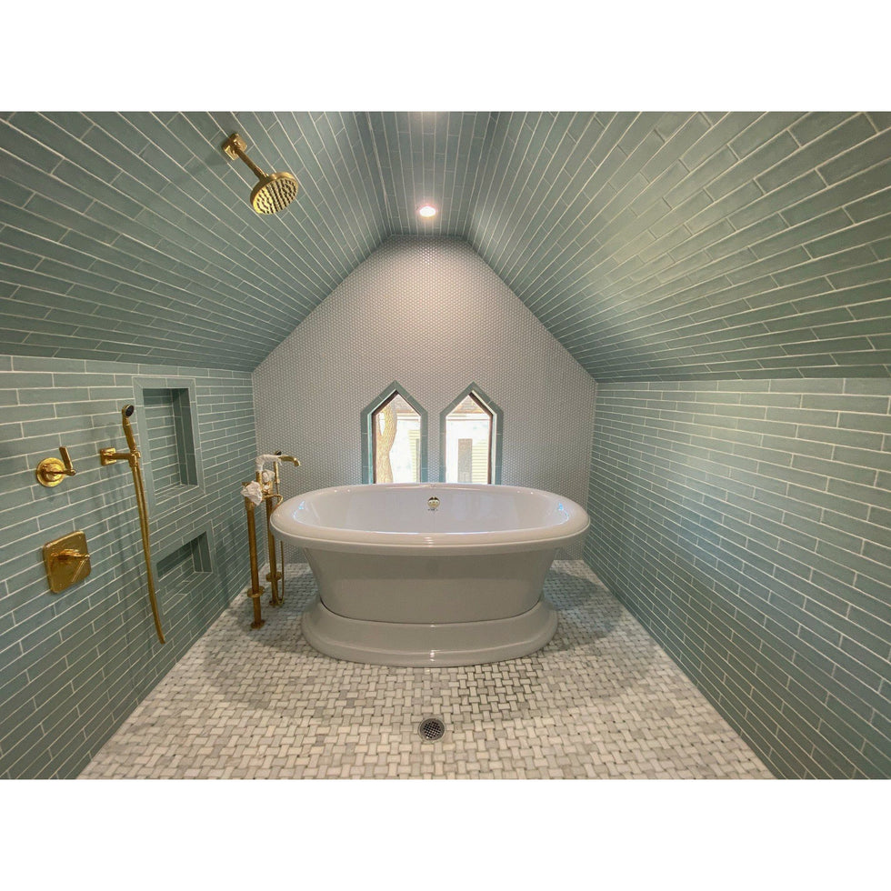 Handmade 2x10 Mint Green Matte Undulated Subway Tile | Cemento ...